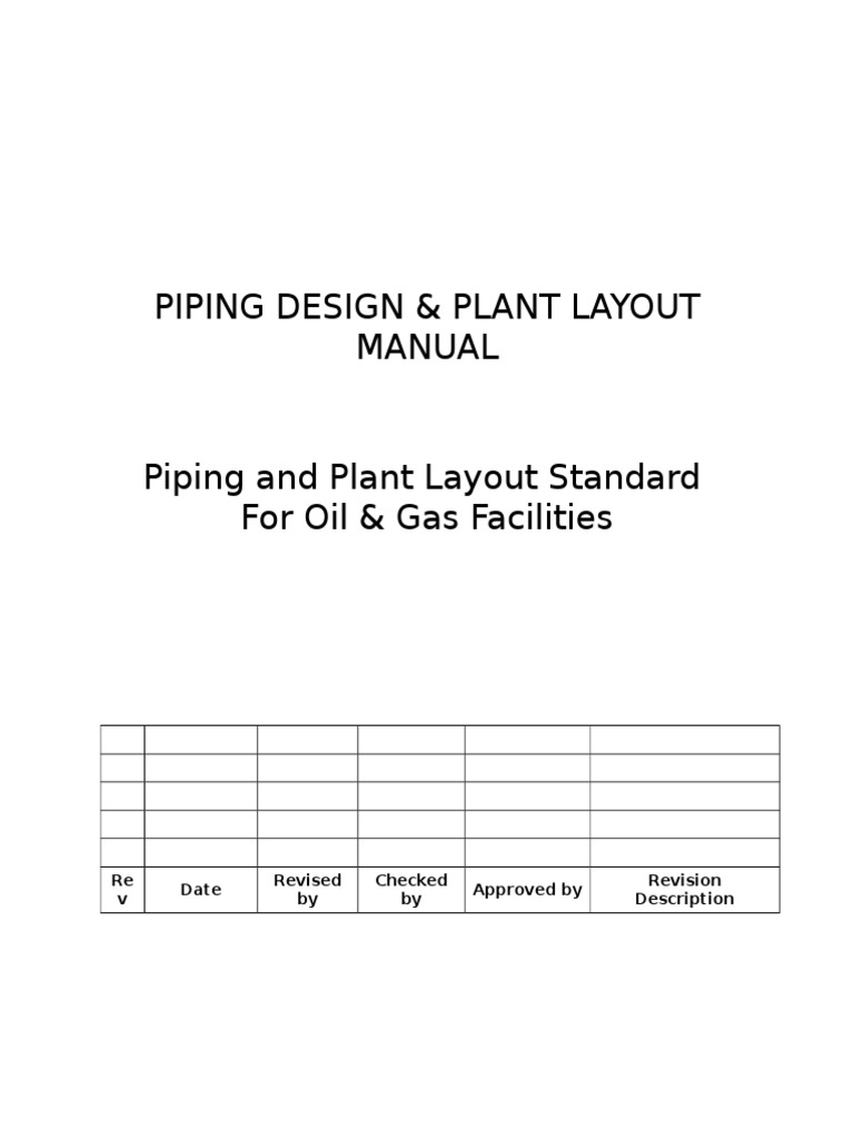 Piping Design & Plant Layout Manual: Re V Date Revised by Checked by ...