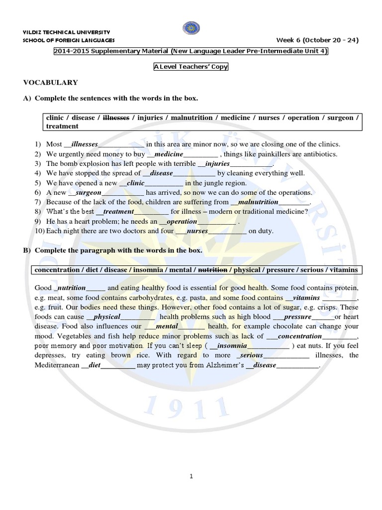 Language Leader Pre-Int Unit 4 | PDF | Foods | Wellness