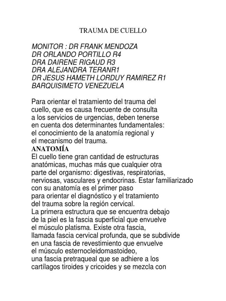 1 Trauma de Cuello Guia | PDF | Lesión | Angiografía