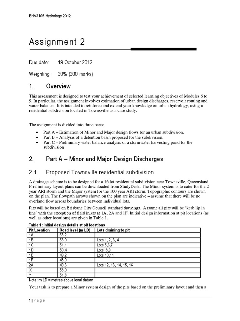 1 Env3105assignment2 | PDF | Drainage Basin | Discharge (Hydrology)