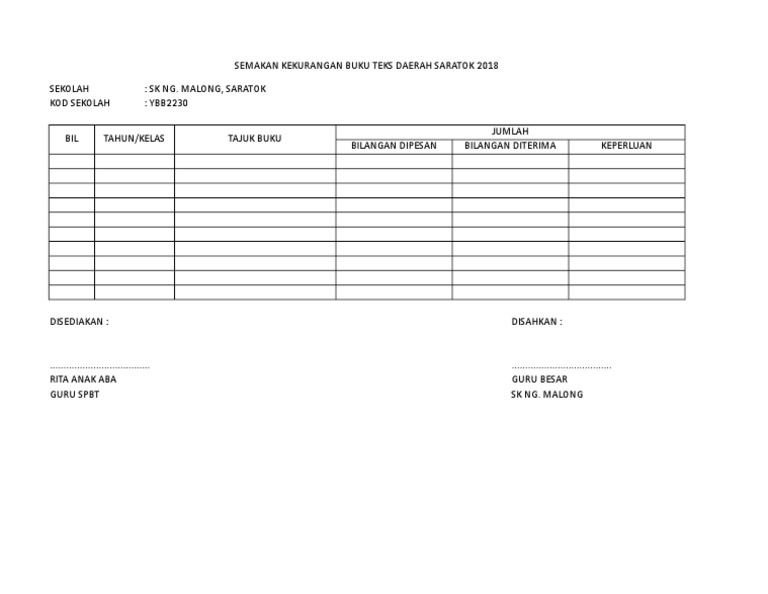 Template Borang SPBT | PDF