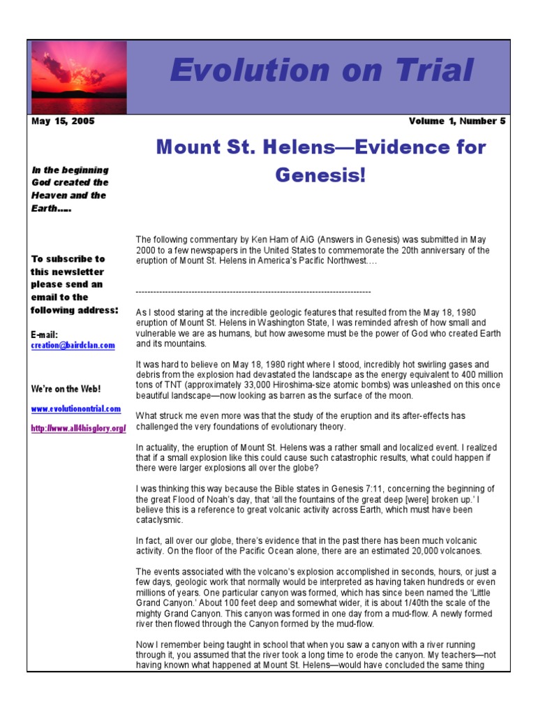 Evolution On Trial: Mount St. Helens-Evidence For Genesis! | PDF | Volcano | River