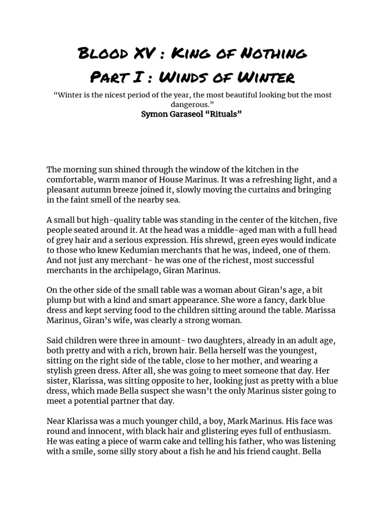 BLOOD XV: King of Nothing Part 1: Winds of Winter | PDF