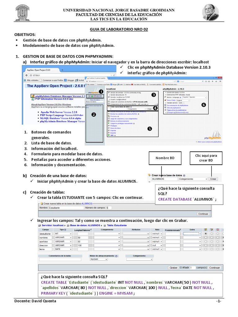 Gestión de bases de datos con phpMyAdmin | PDF | SQL | Tabla (base de ...