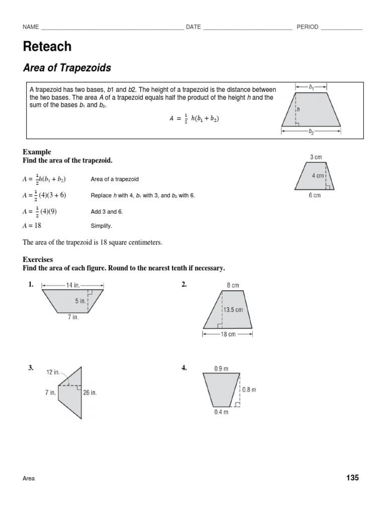 Trapezoid Area Calculation Guide | PDF