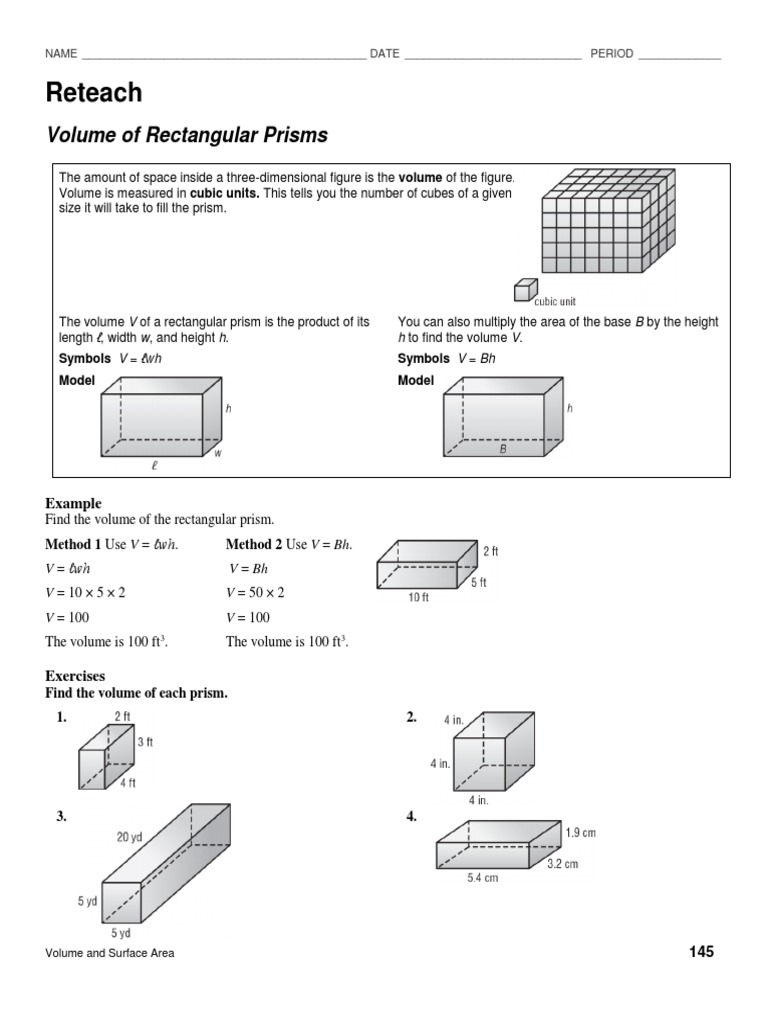 Reteach Volume of Rectangular Prisms | PDF
