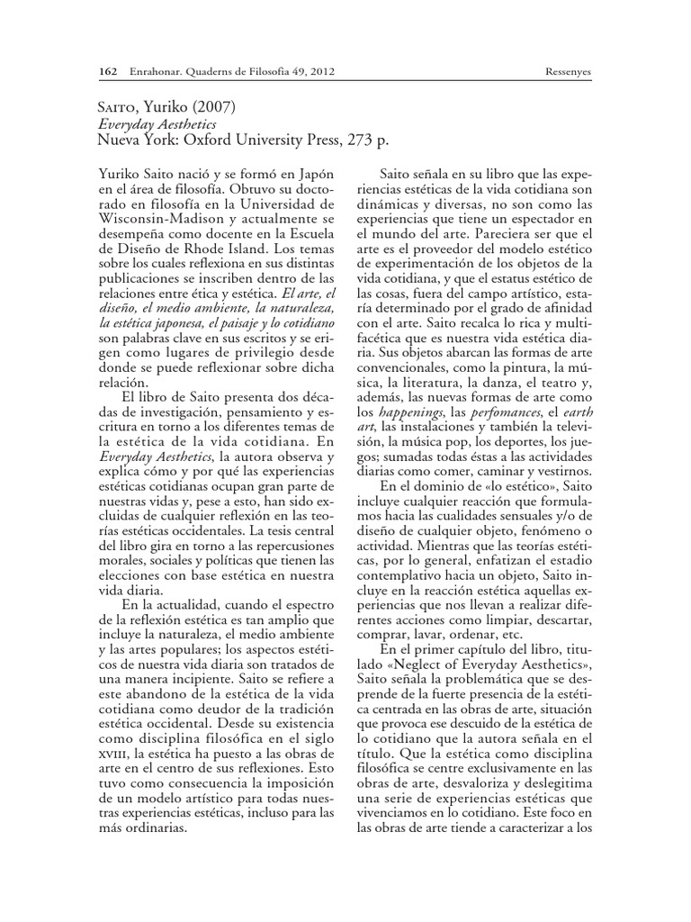 Yuriko Saito PDF | PDF | Objeto (informática) | Estética