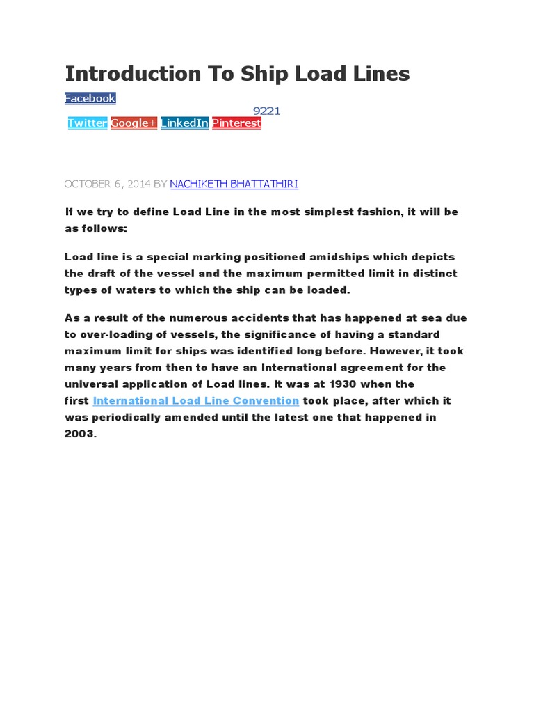 Introduction To Ship Load Lines | PDF | Watercraft | Shipping