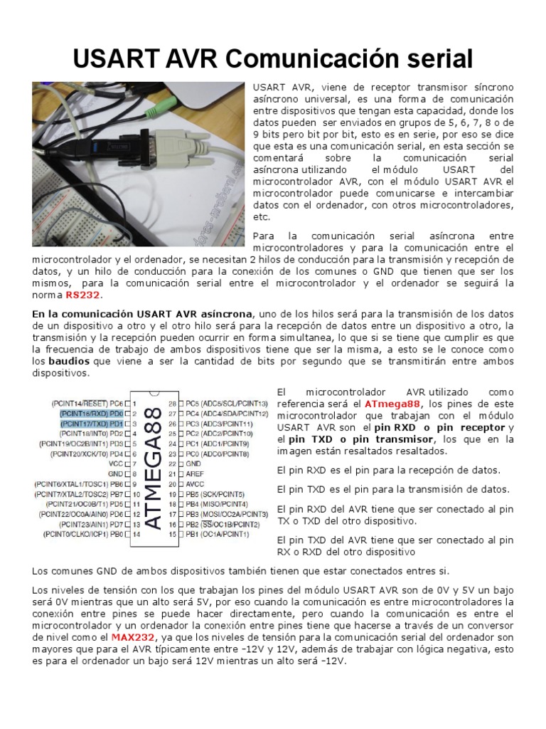 ARQUI - 2017C - USART AVR - Comunicación Serial - Ejemplos - Interrupciones | PDF ...