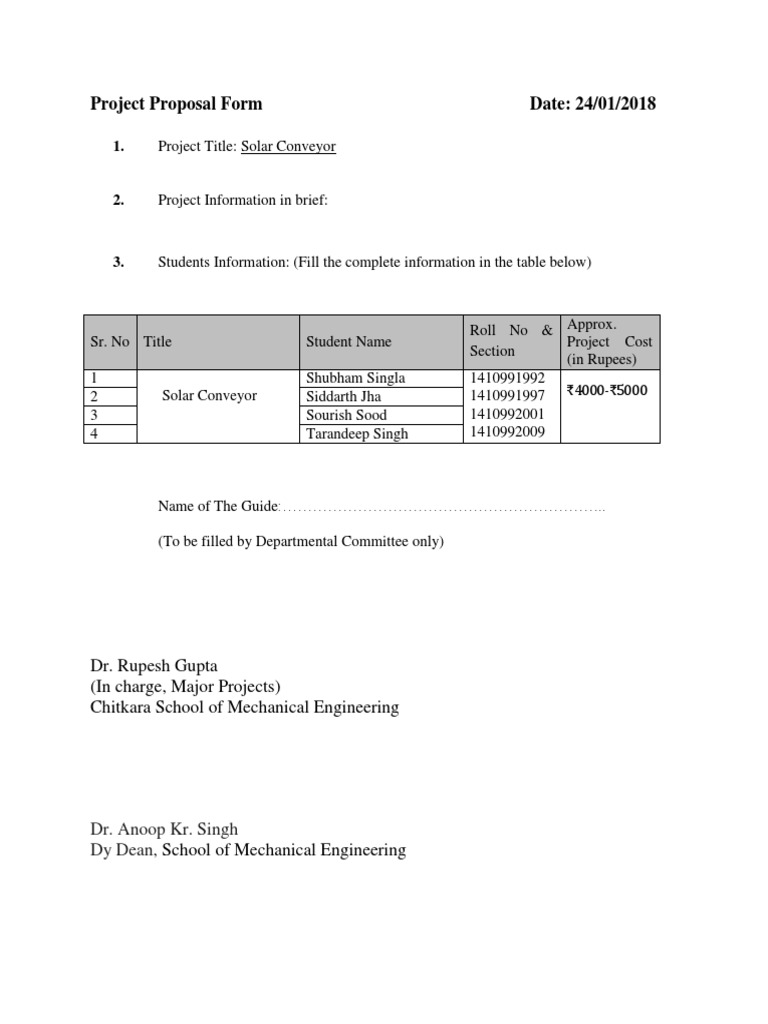 Project Proposal Form | PDF