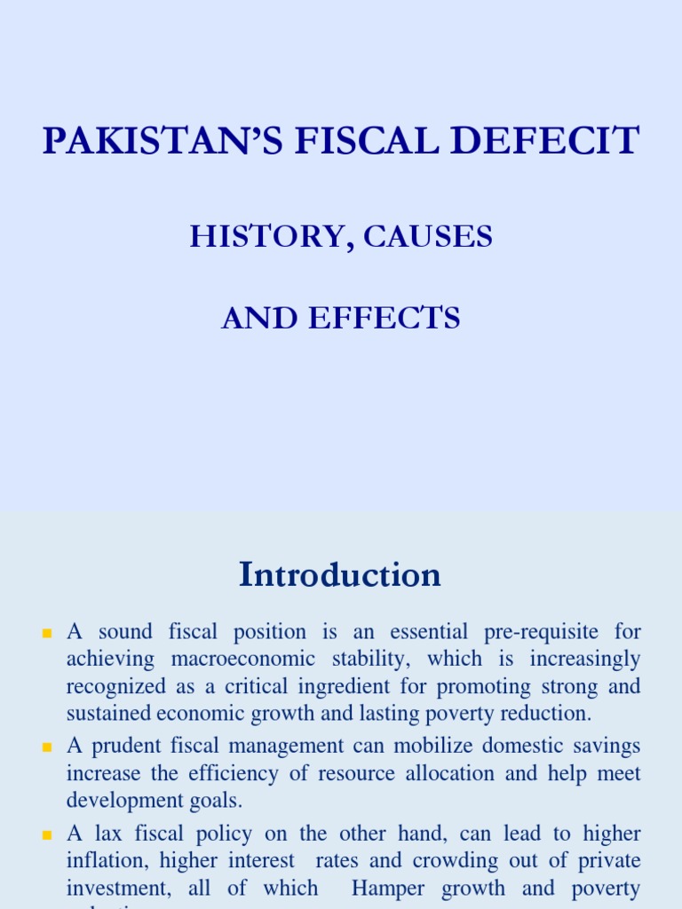 Pakistan'S Fiscal Defecit: History, Causes and Effects | PDF ...