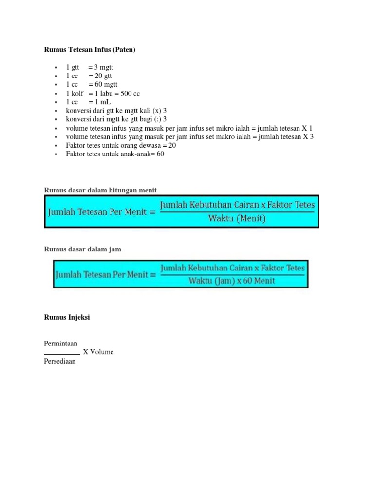 Rumus Tetesan Infus | PDF