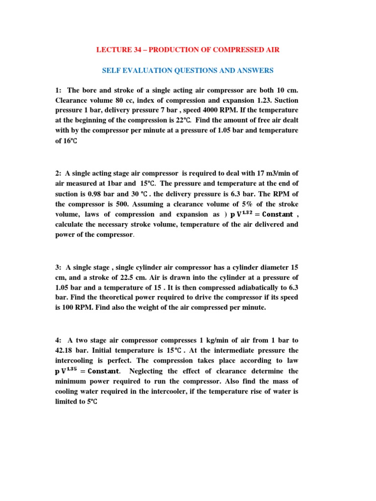 Nptel Compressor Numerical | PDF | Temperature | Thermodynamics