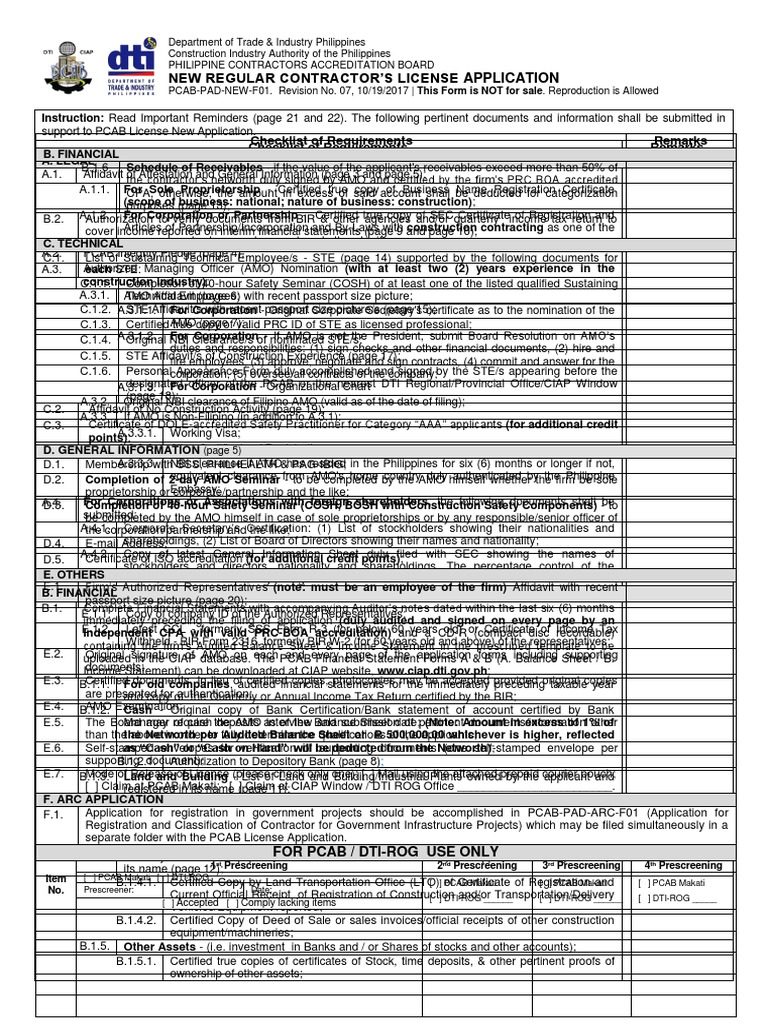PCAB Application Form | Board Of Directors | Mergers And Acquisitions