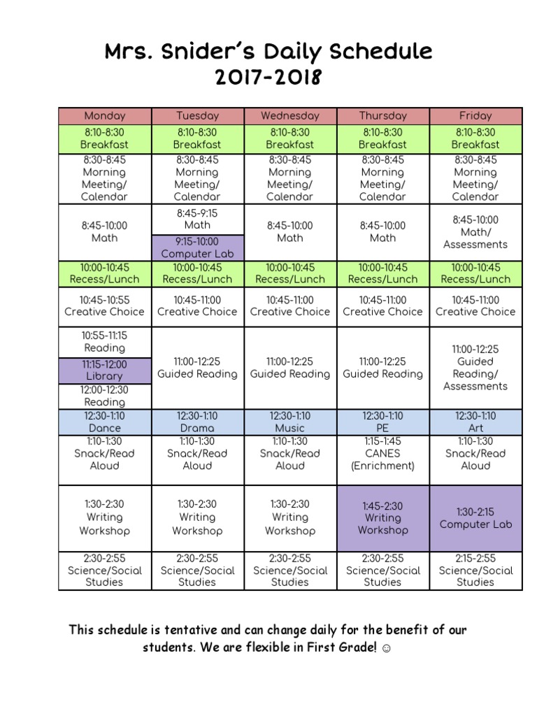 Master Schedule 2017-2018 | PDF | Schools | Learning