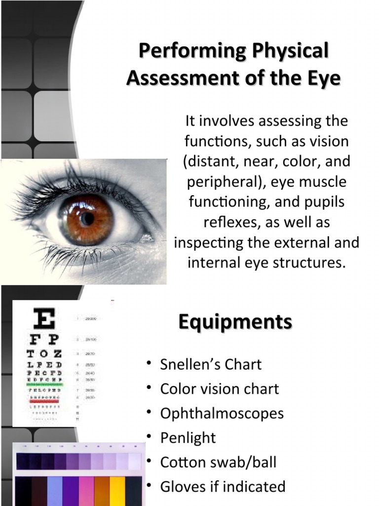 Eye Physical Assessment Guide | PDF | Eye | Cornea