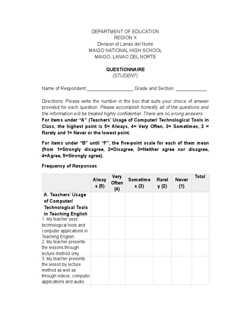 Questionnaire Motivation Ict | PDF | Vocabulary | Teachers