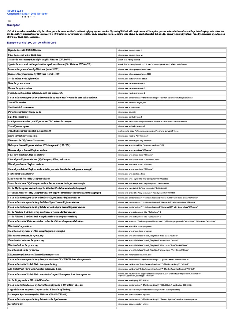 NirCmd - Full Help x64 | PDF | Windows Registry | Command Line Interface