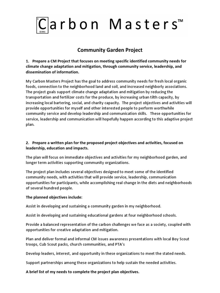 Community Garden Project | PDF | Climate Change Mitigation | Leadership