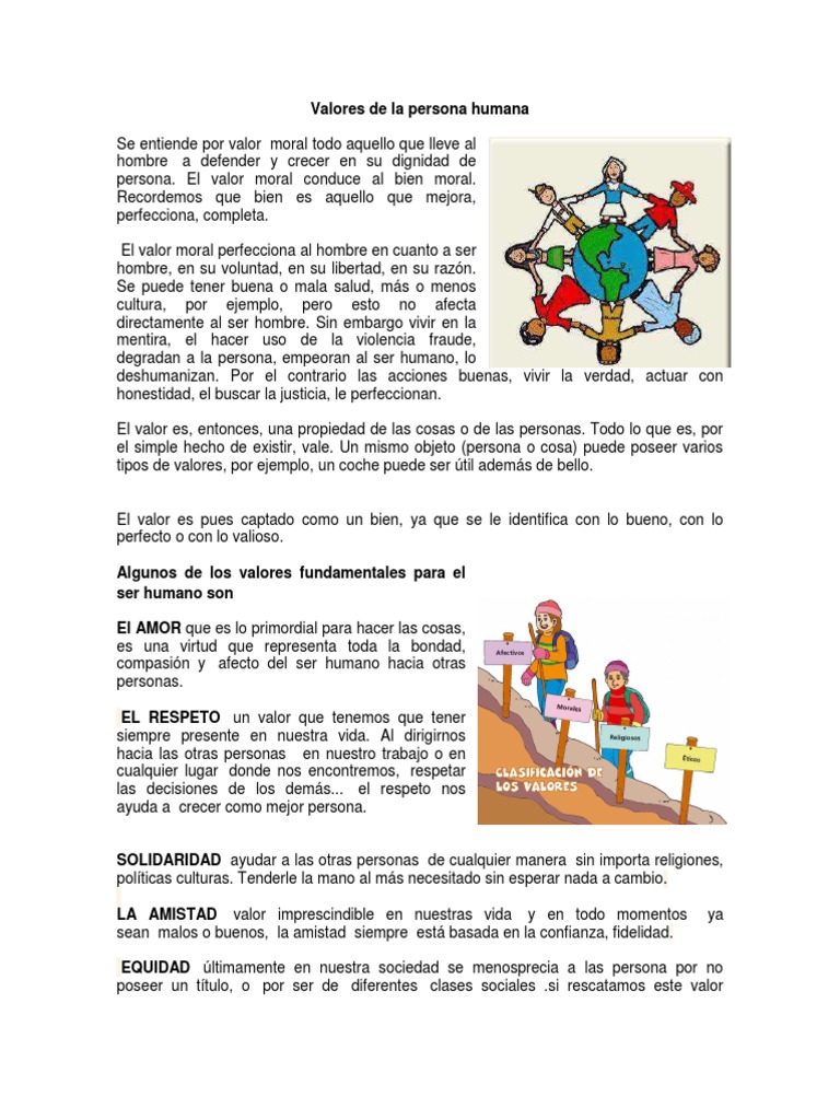 Valores de La Persona Humana | PDF | Moralidad | Tolerancia