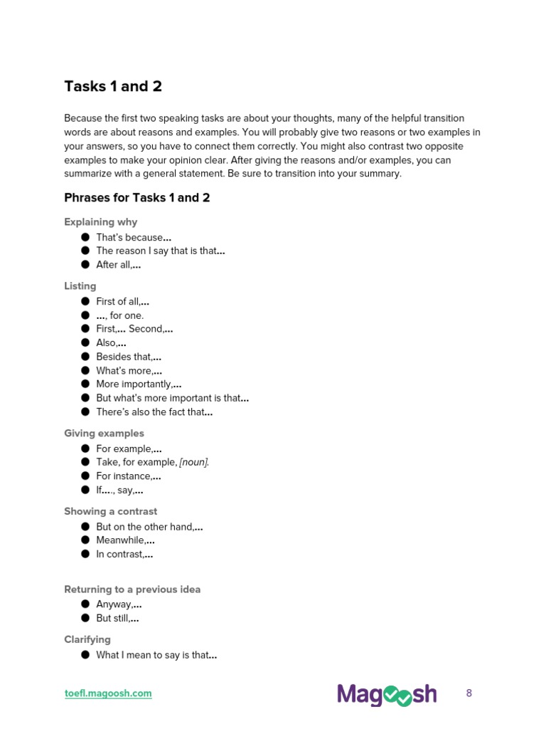 TOEFL Speaking Templates | PDF | Stress (Linguistics) | English Language