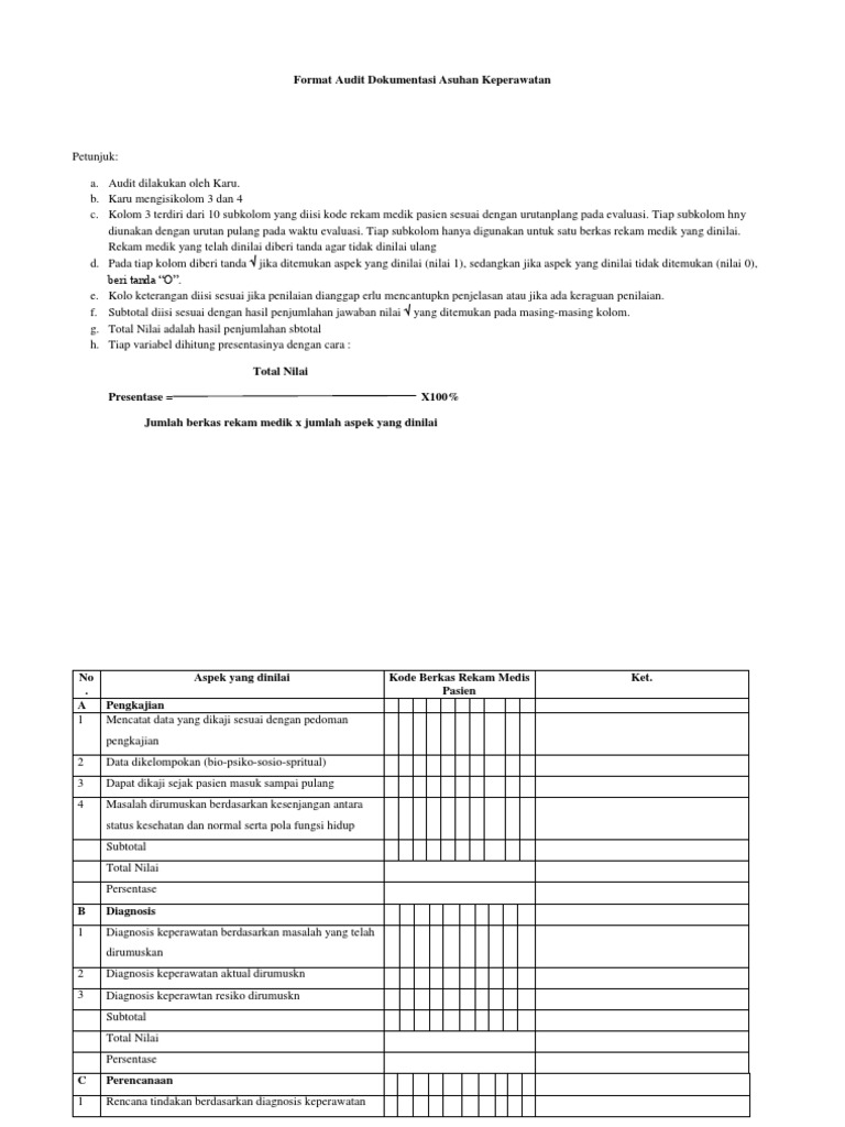Audit Dokumentasi Asuhan Keperawatan | PDF