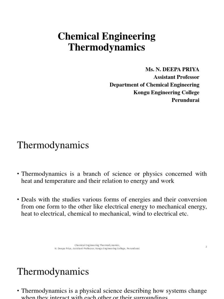 Chemical Engineering Thermodynamics Basics | PDF | Thermodynamics ...