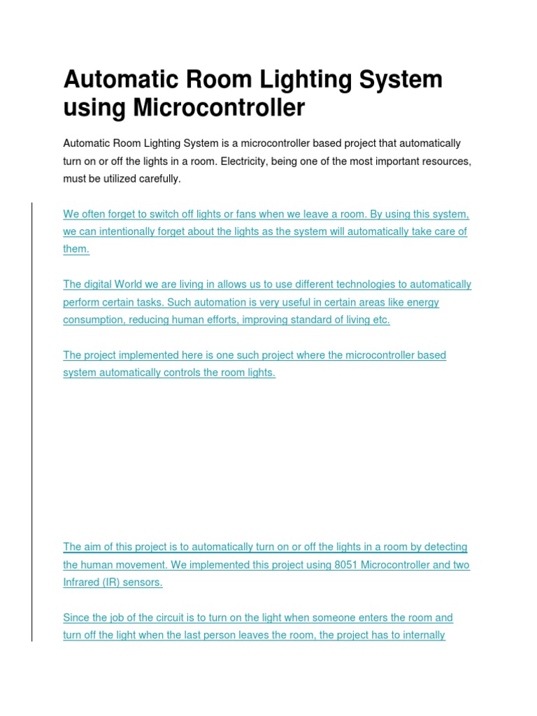 Automatic Room Lighting System Using Microcontroller | PDF | Lighting | Electronic Circuits