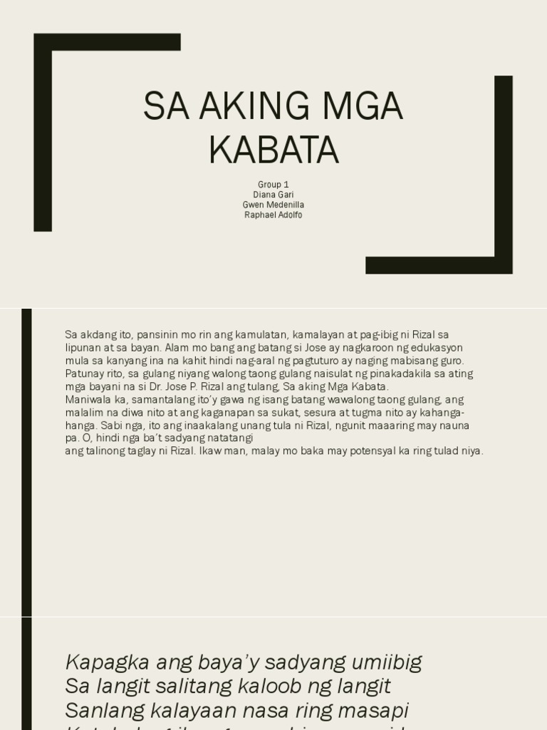 Sa Aking Mga Kabata | PDF
