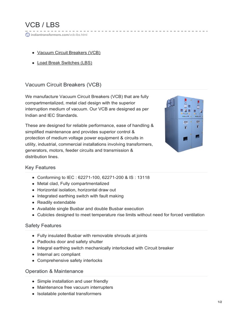 VCB and LBS | PDF | Switch | Electrical Engineering