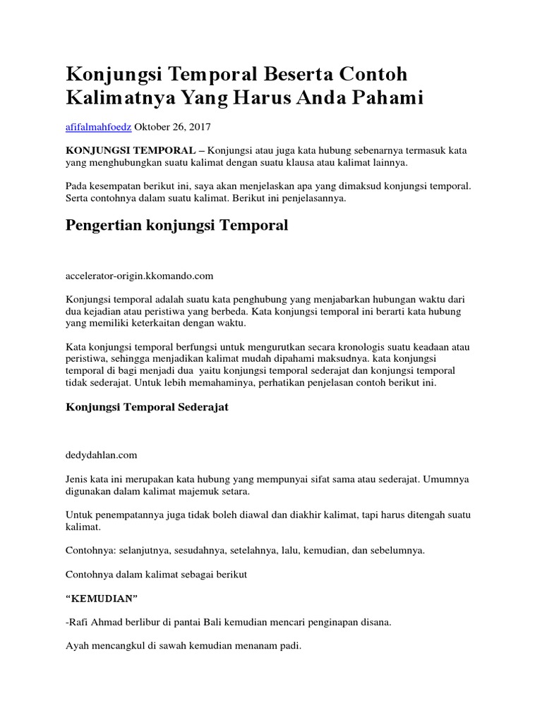 Konjungsi Temporal Beserta Contoh Kalimatnya Yang Harus Anda Pahami | PDF | Agama & Spiritualitas