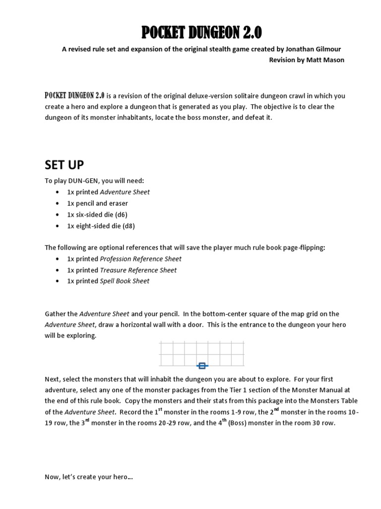 Pocket Dungeon 2.0 Rules | PDF | Fantasy | Leisure