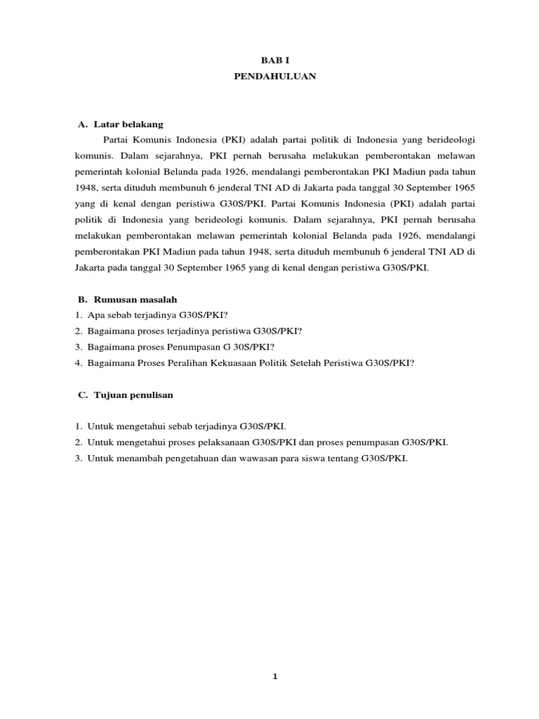 Makalah G 30 S Pki | PDF