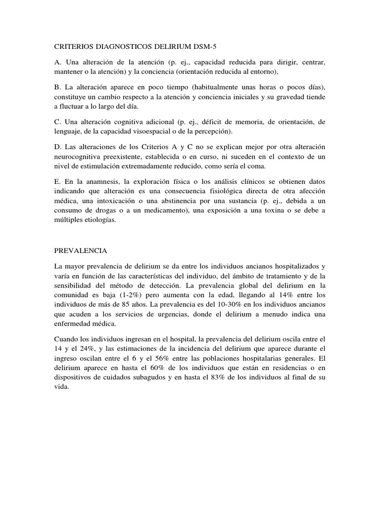 Criterios del Delirium según DSM-5 | PDF
