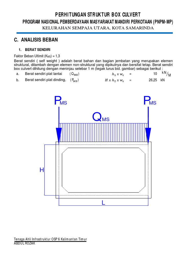 Perhitungan Boxculvert Sempaja Utar | PDF