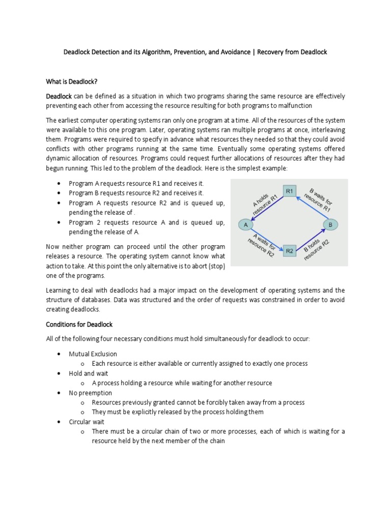 Deadlock Detection and Its Algorithm | PDF | Concurrency (Computer Science) | Operating System ...