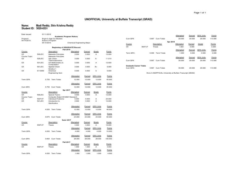 Transcripts SUNY PDF | PDF | Grading (Education) | Academia