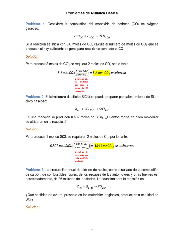 Conversión de Gramos a Moles en Química | PDF | Dióxido de azufre ...