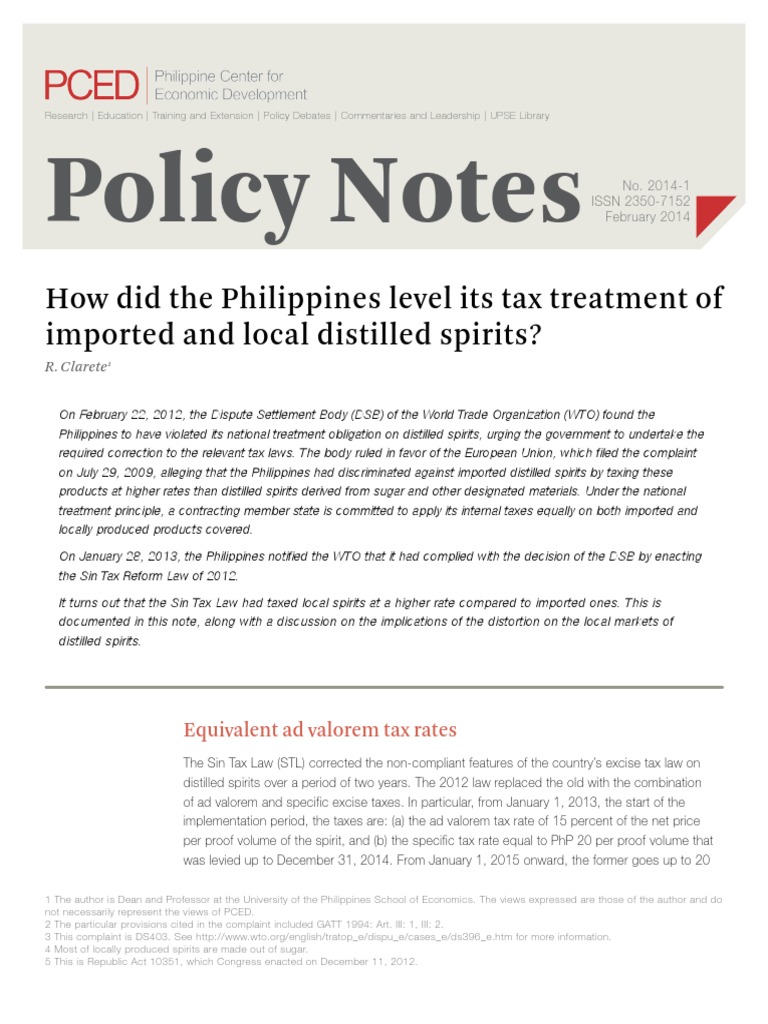 PN 2014 1 Final Rev Digital Policy Note | PDF | Distilled Beverages ...