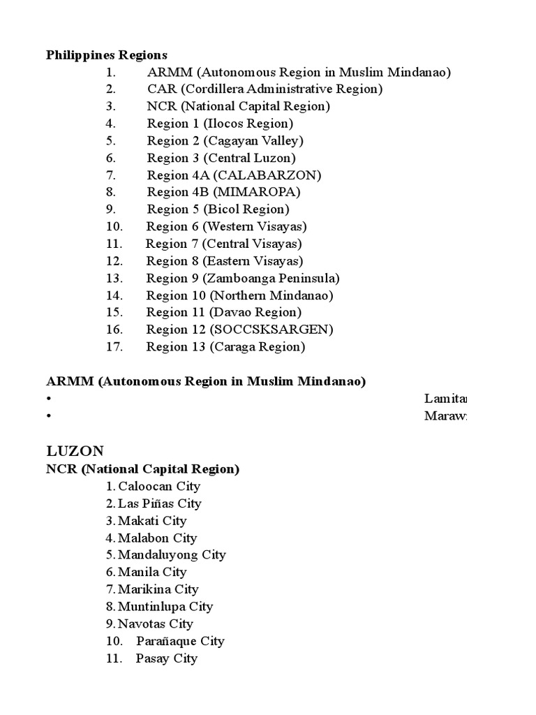 Philippines Regions: Luzon | PDF