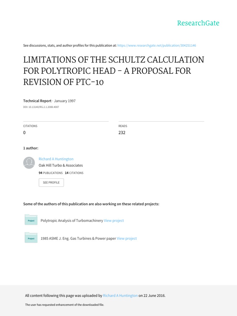 Limitations of The Schultz Calculation For Polytropic Head - A Proposal ...