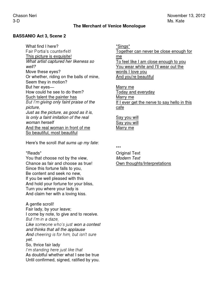 Shakespeare Monologue | PDF | Poetry