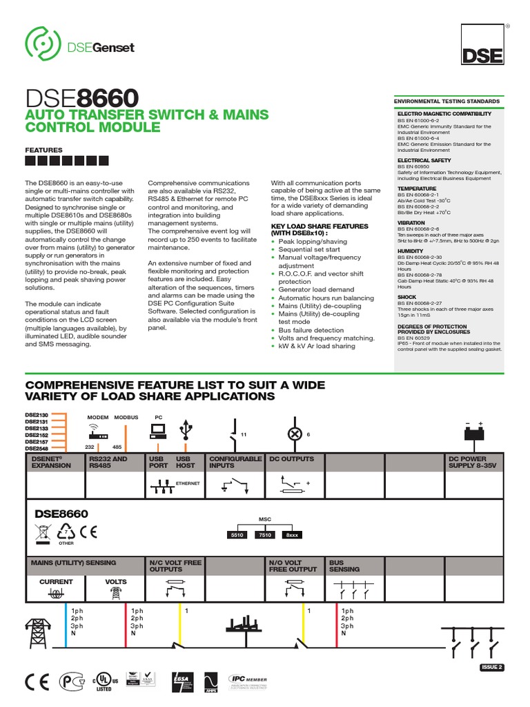DSE8660 Data Sheet PDF | PDF | Mains Electricity | Programmable Logic ...