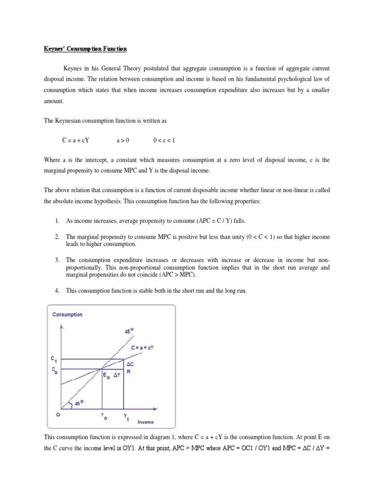Keynes' Consumption Function | PDF