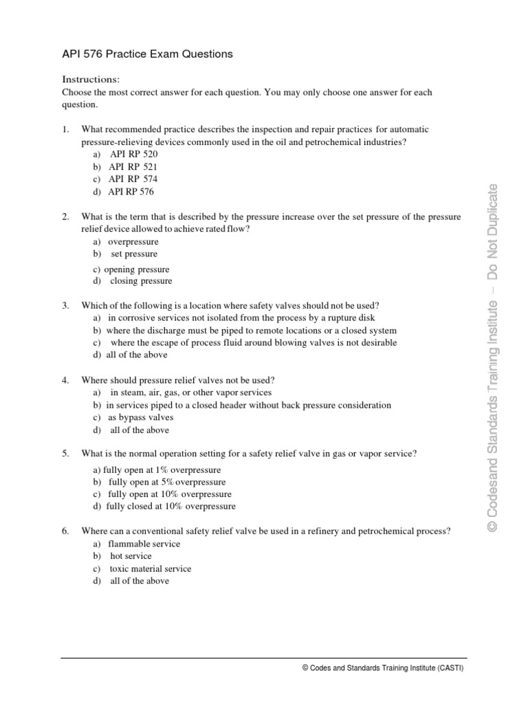 API 576 Practice Exam Questions | PDF | Valve | Fracture