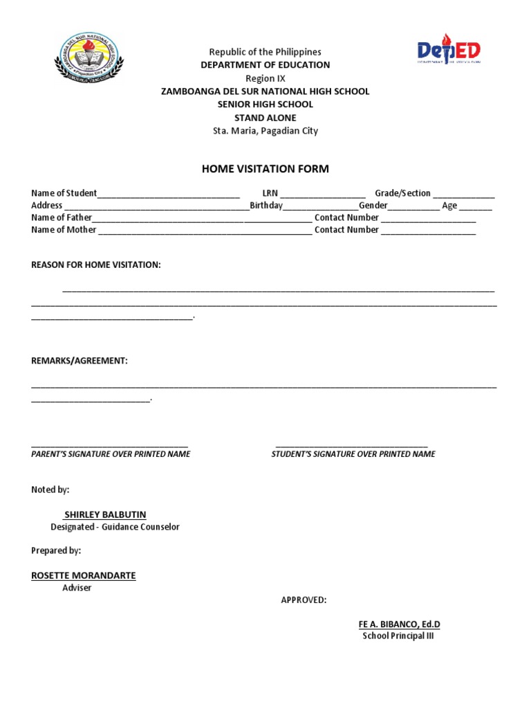 Home Visitation Form | PDF