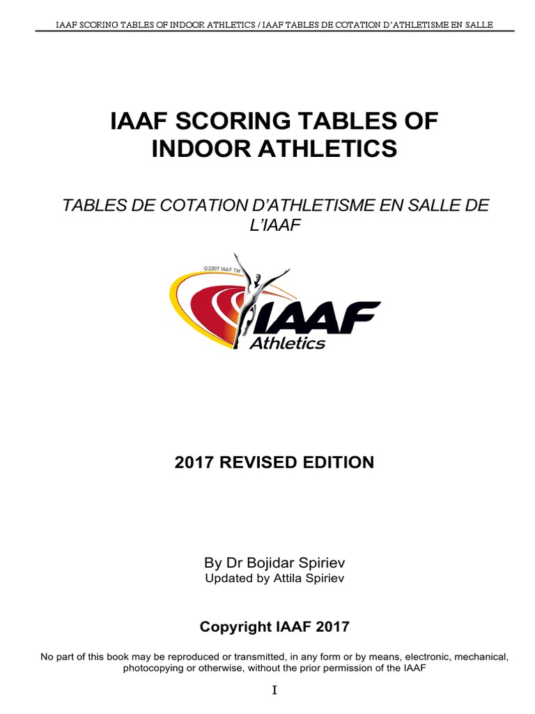 IAAF Scoring Tables of Athletics - Indoor 2017 | PDF | Track And Field ...