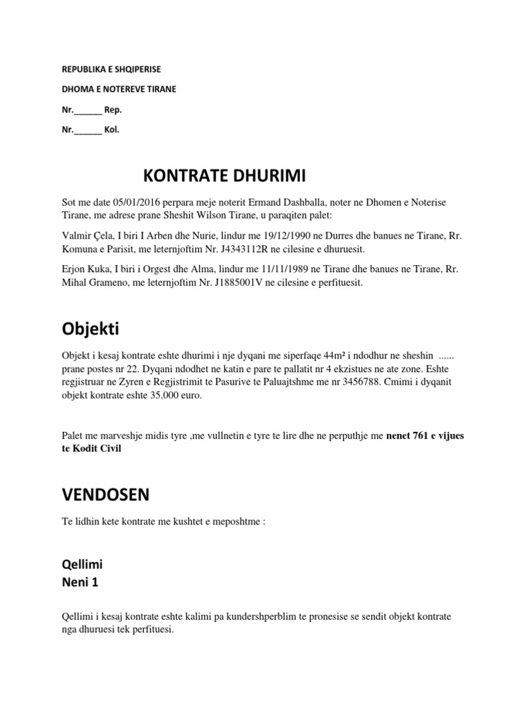 Kontrate Dhurimi