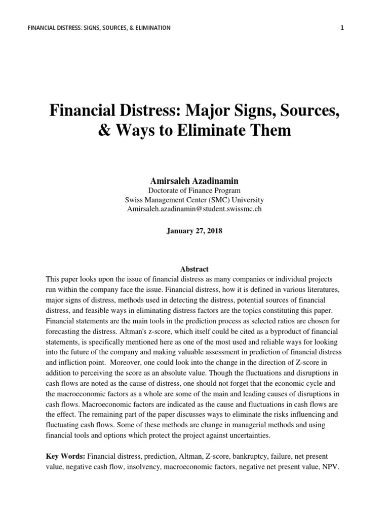 Financial Distress: Signs & Solutions | PDF | Net Present Value | Swap ...
