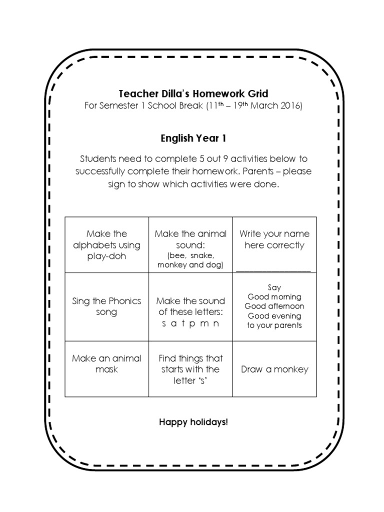 Homework Year 1 | PDF